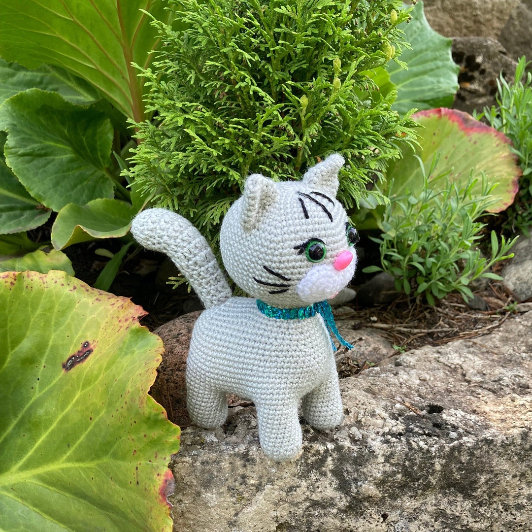 Crochet Pattern Little Kitty, Amigurumi Grey Kitten in English, Super ...