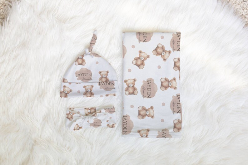Bear Swaddle, Newborn Swaddle, Teddy Bear Swaddle Blanket, Newborn Keepsake, Custom Baby Swaddle ...