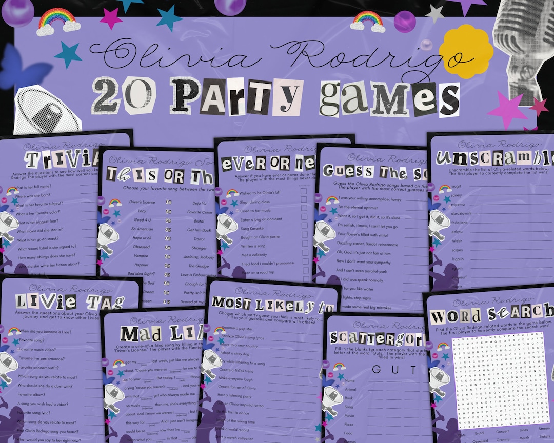 Olivia Rodrigo Themed Purple Sour Guts Party Fun Interactive Twenty ...