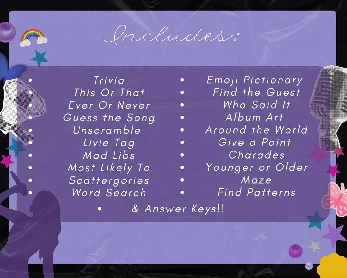 Olivia R Singer Themed Purple Sour Guts Party Fun Interactive Twenty ...