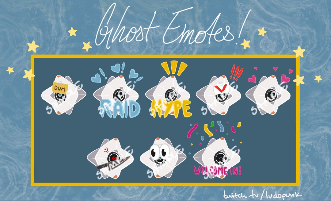 8 Pack Destiny 2 Cute Ghost Emotes Twitch Kick Streaming Bundle Youtube ...