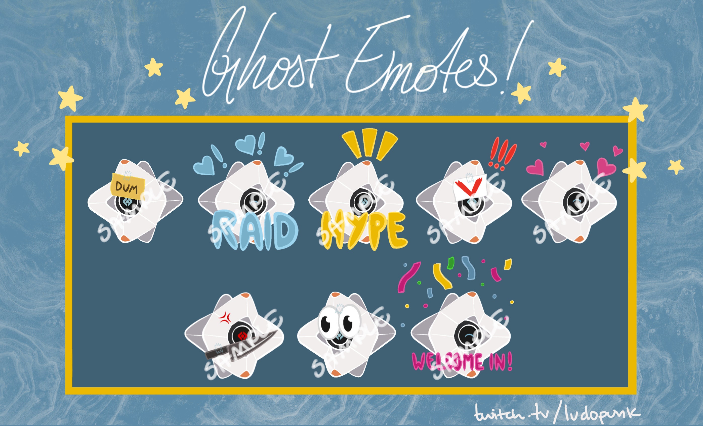 8 Pack Destiny 2 Cute Ghost Emotes Twitch Kick Streaming Bundle Youtube ...