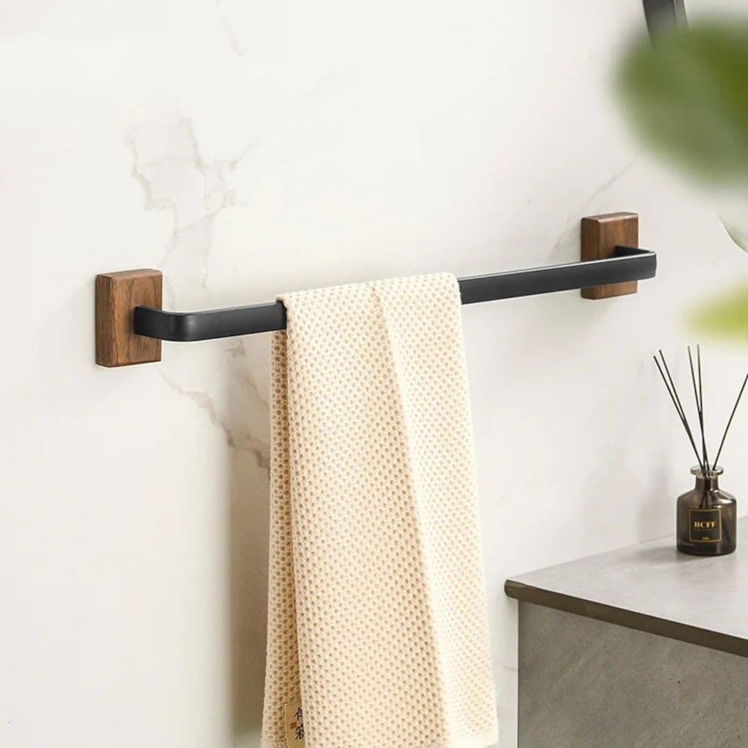 Black Walnut Wood Towel Rack Wall Mounted Retro Towel Bar - Etsy