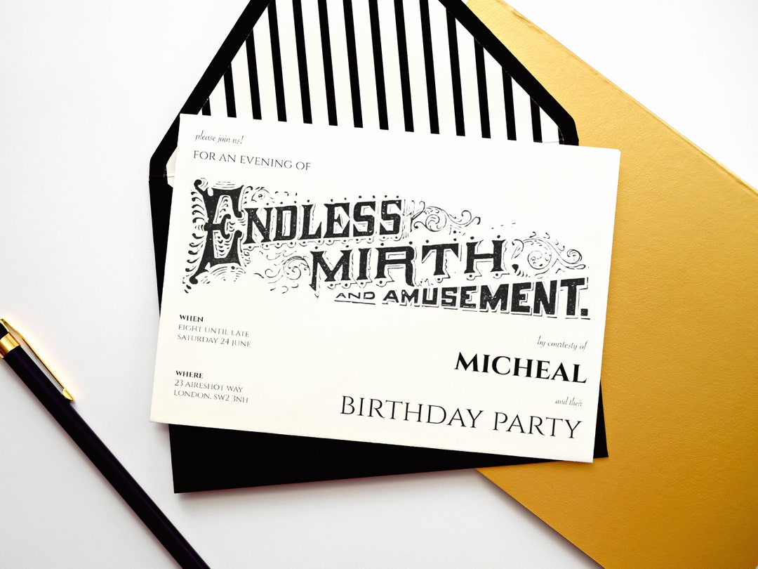 DIY Birthday Party Invitation Digital Vintage Template - Etsy