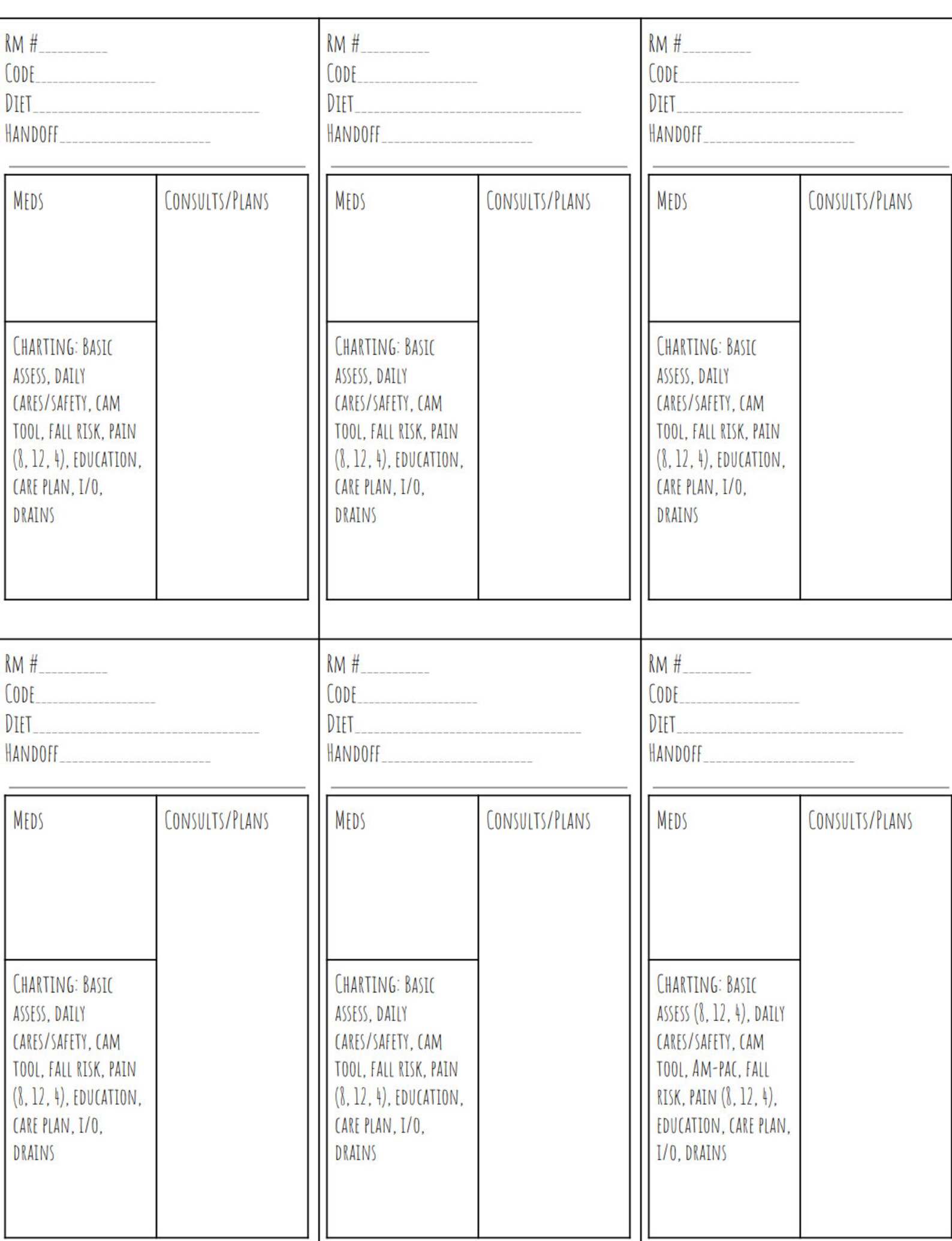 Nursing Assignment Sheet - Etsy