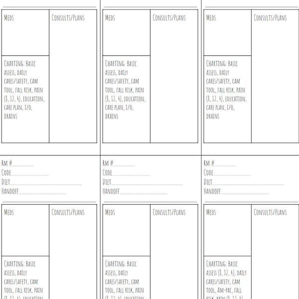 Nursing Assignment Sheet - Etsy