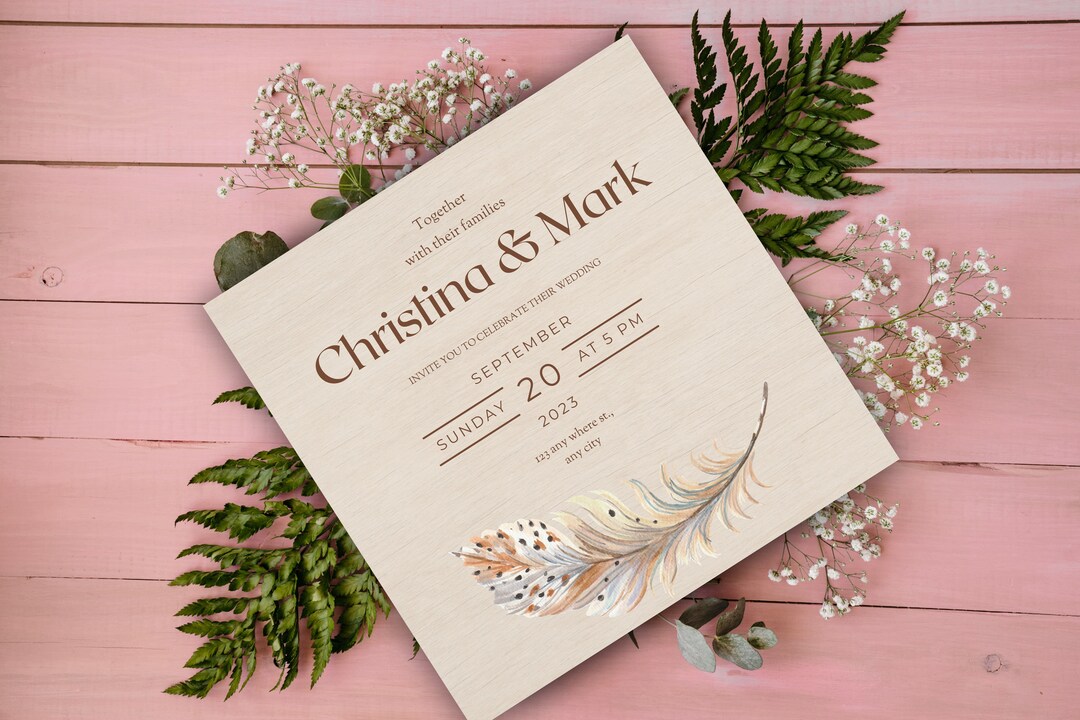 Beige Wedding Invite Instant Download PDF Boho Invitation for ...