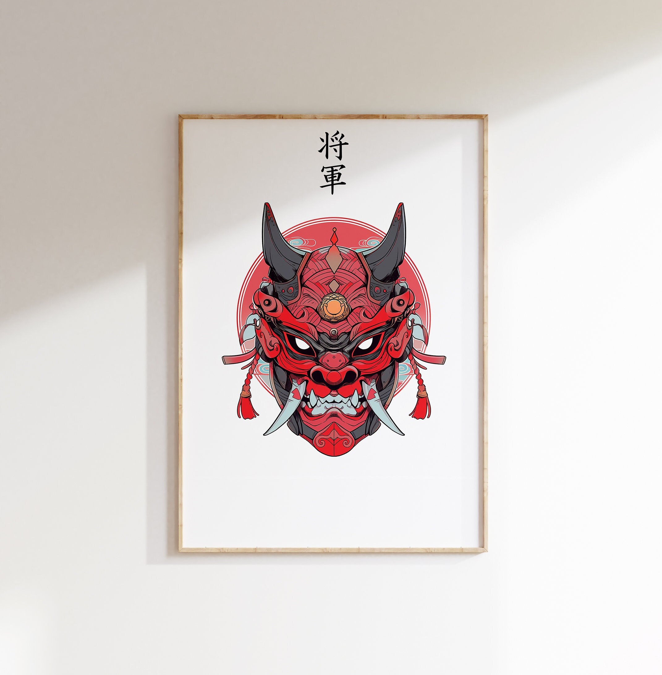 Set of 3, Shogun Mask Art, Japanese Shogun Art, Japanese Poster ...