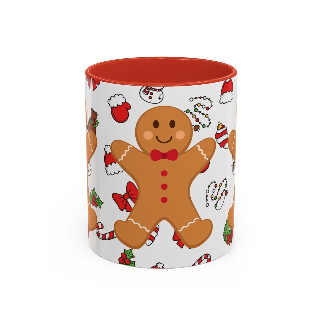 Cute Gingerbread Man Coffee Mug, Christmas Holiday Tea Cup, Festive ...