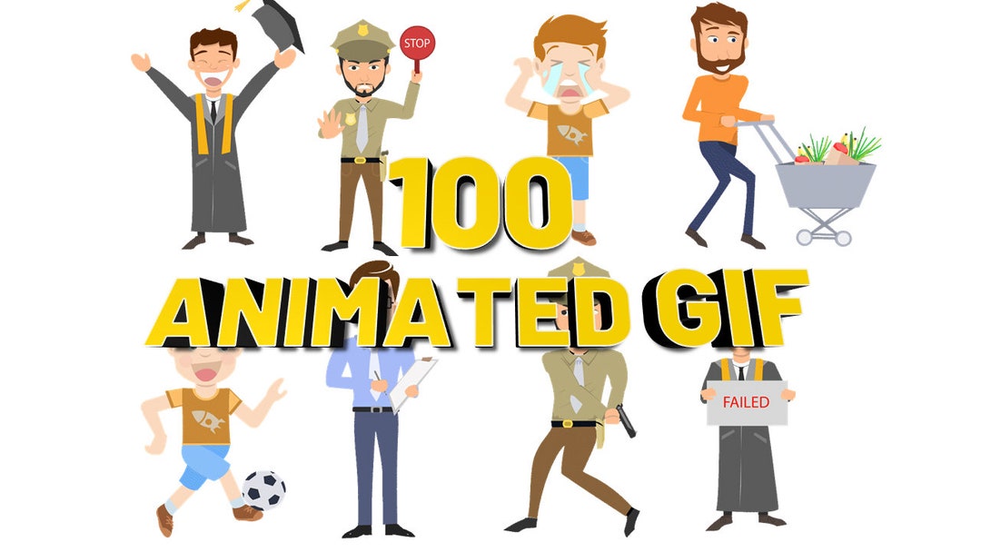 100 Animated Characters, Transparent GIF, High Quality. - Etsy