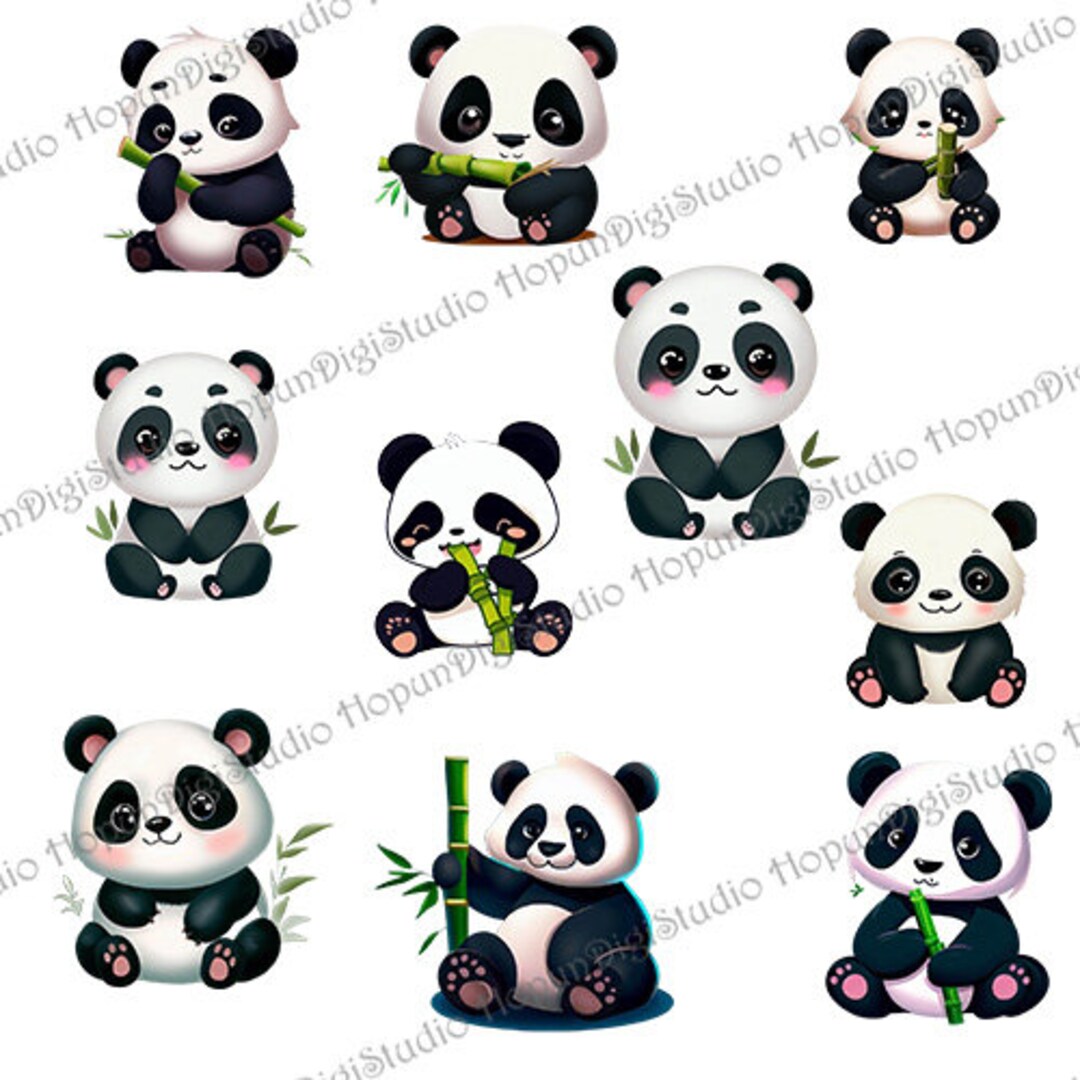 Cute Baby Panda Clipart, 10 High Quality Pngs, Download, Instant ...