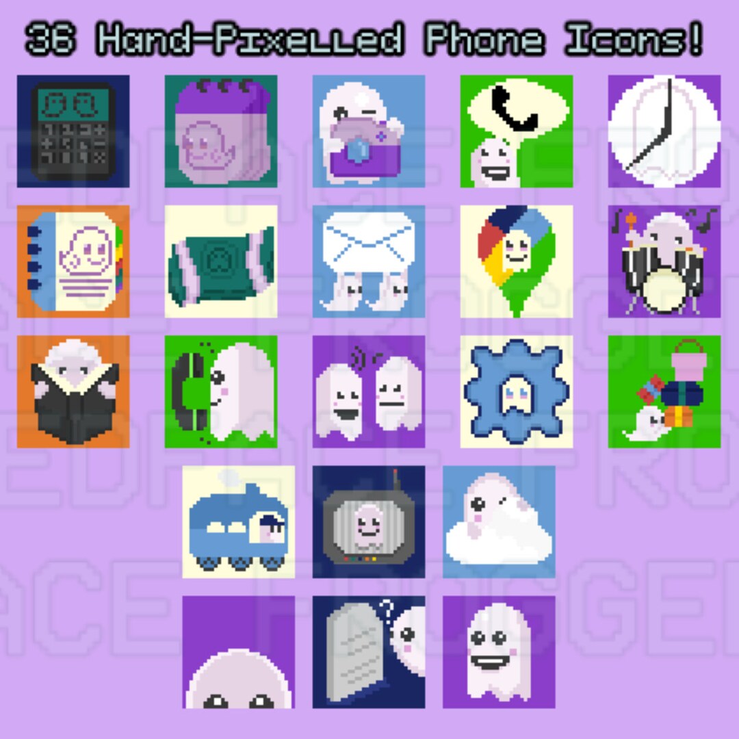 Cute Ghost App Icon Pixel Art Set - for Ios and Android Phones - Etsy