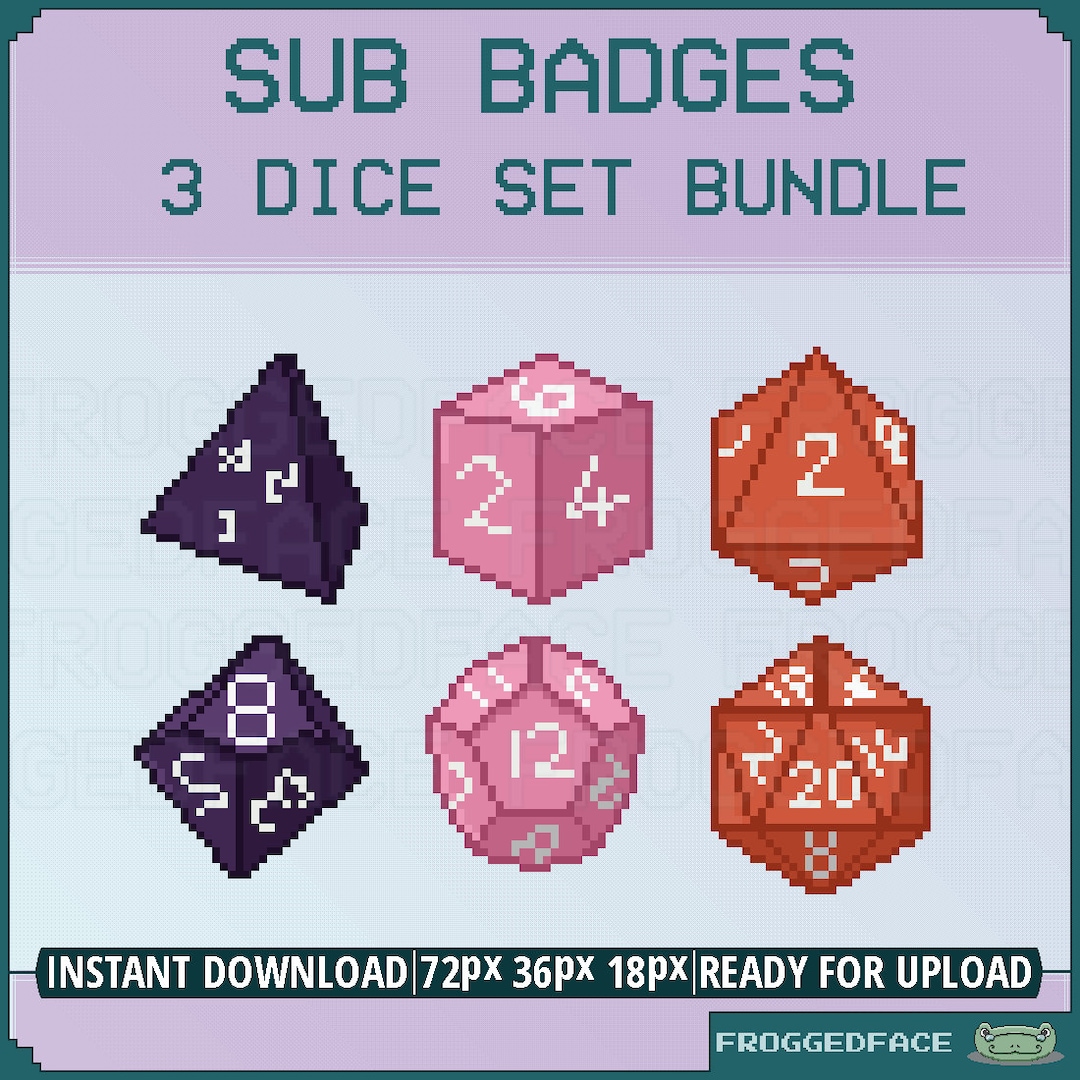Twitch Sub Badges - Tabletop Dice Themed Pixel Art Assets for Streamers ...