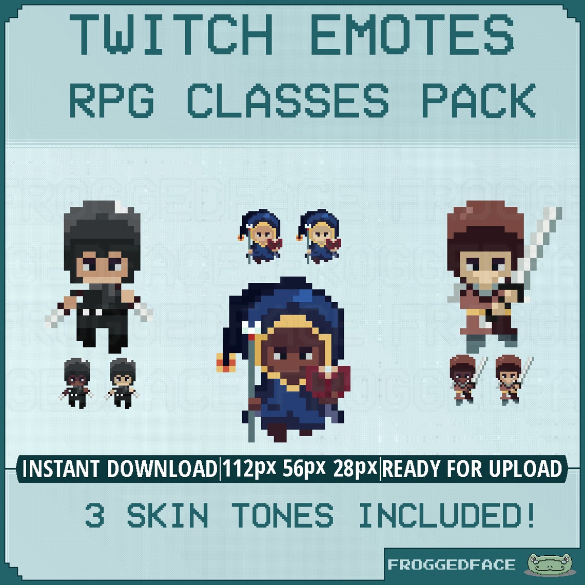 Twitch Emotes - Fantasy RPG Class Pixel Art! - Fighter, Rogue, Wizard ...