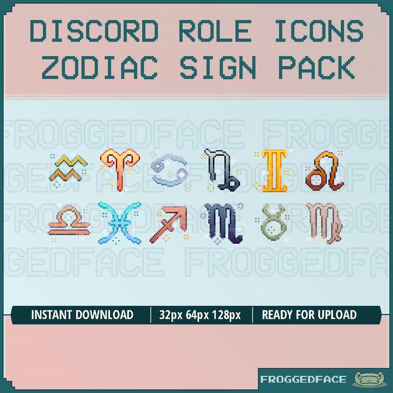 Zodiac Sign Discord Role Icons Pixel Art Instant Download Package ...