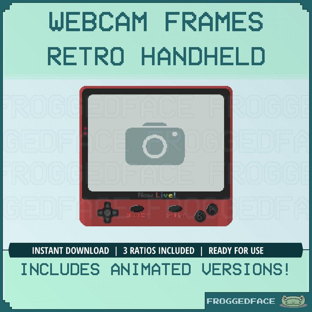 Animated Webcam Overlay - Red Retro Handheld Console Border Frame for ...