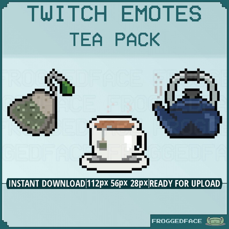 Twitch Emotes Tea Themed Pack Cute Low-res Tea Emotes for Streamers and ...