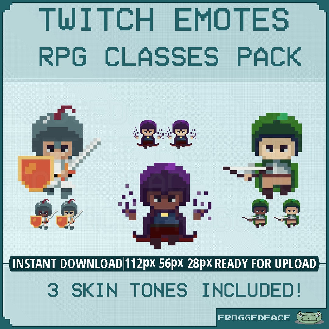 Twitch Emotes - Fantasy RPG Class Pixel Art! - Paladin, Ranger, Warlock ...