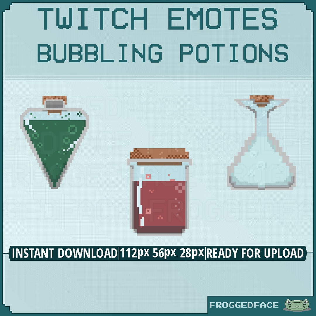Twitch Emotes - Potion Themed Pack! Cute Bubbly Fantasy Emotes! Green ...