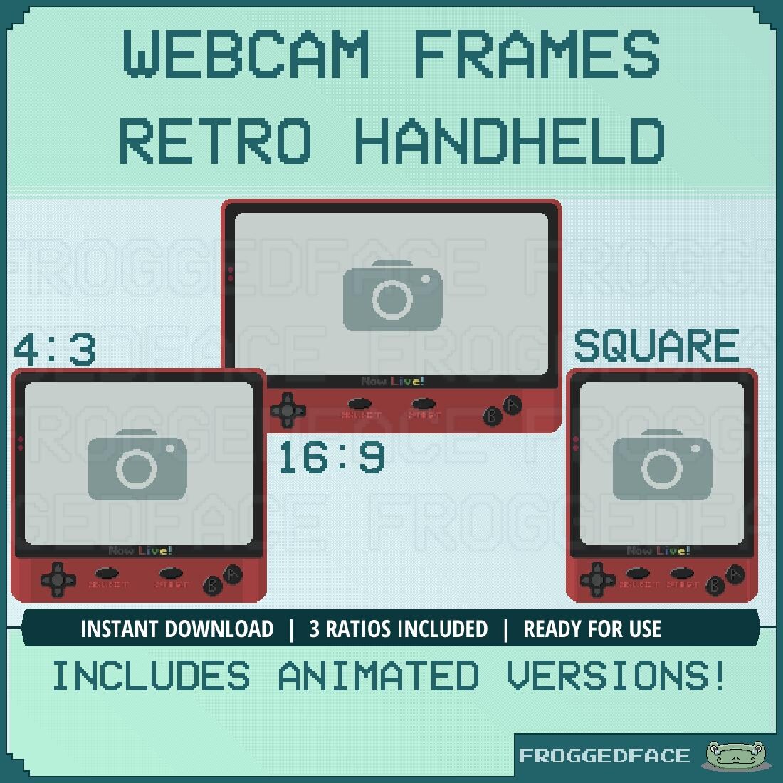 Animated Webcam Overlay - Red Retro Handheld Console Border Frame for ...