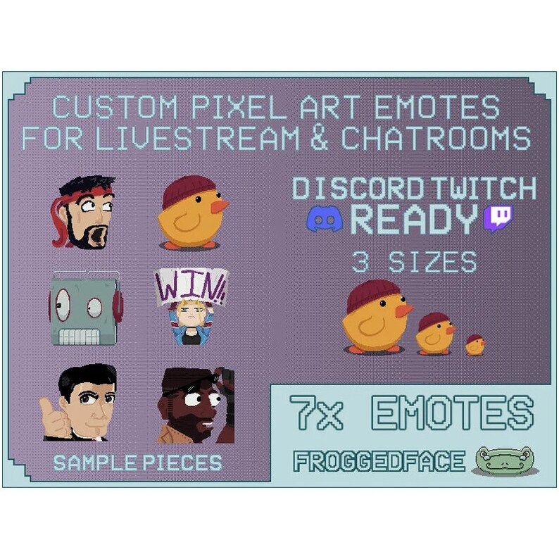 Pixel Art Emote personalizado 7x Twitch, Discord, Streamer Listo para ...
