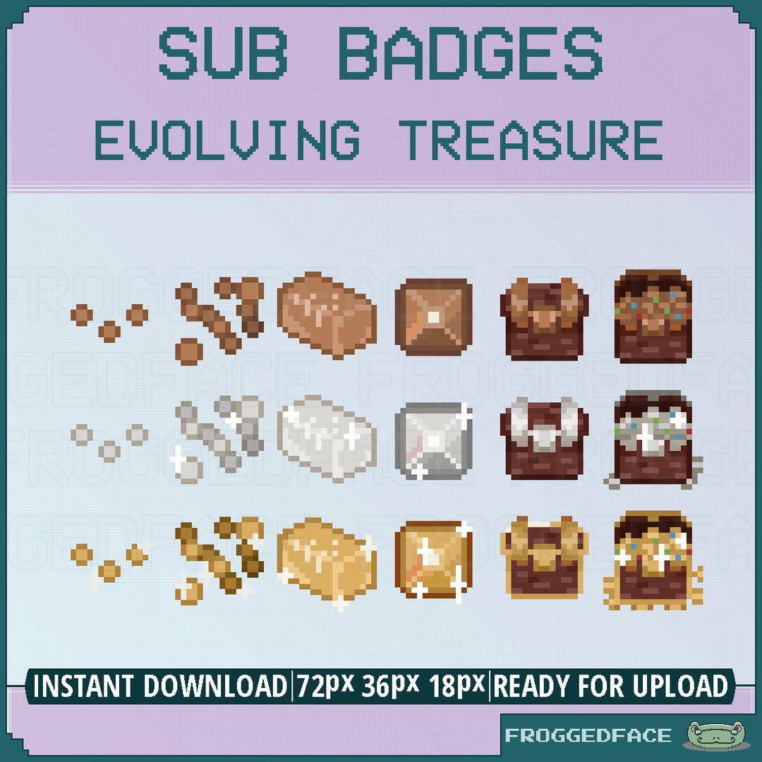 Twitch Sub Badges - Evolving Treasure - Bronze, Silver, and Gold ...