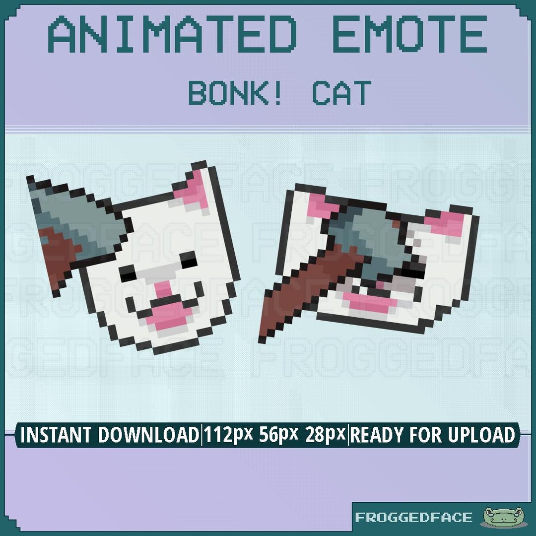 Animated Twitch Emote Bonk! Cat- Cute Twitch Art Asset for Streamers ...