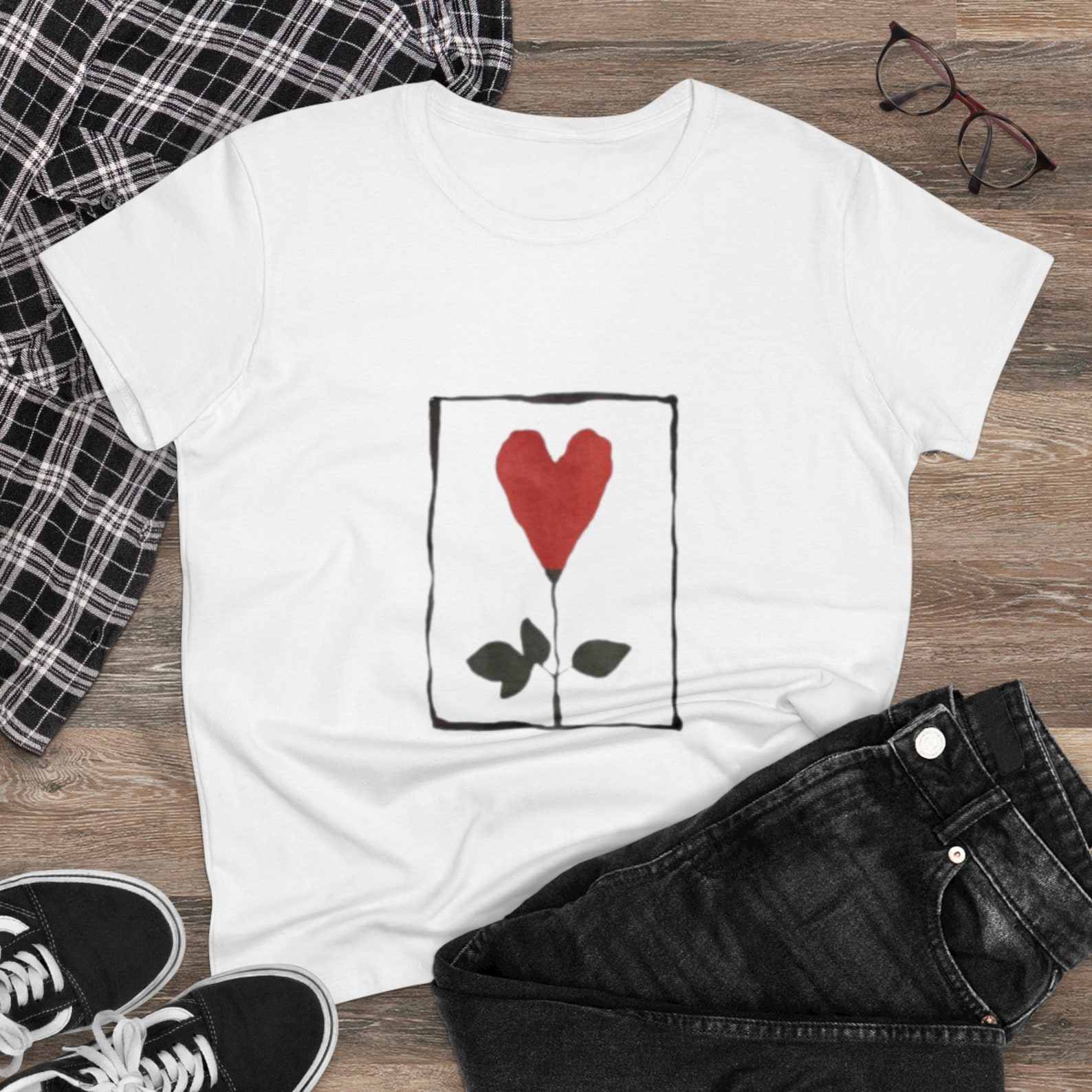 Rachel Green Heart Rose Midweight Cotton Tee Friends T Shirt Rachel ...