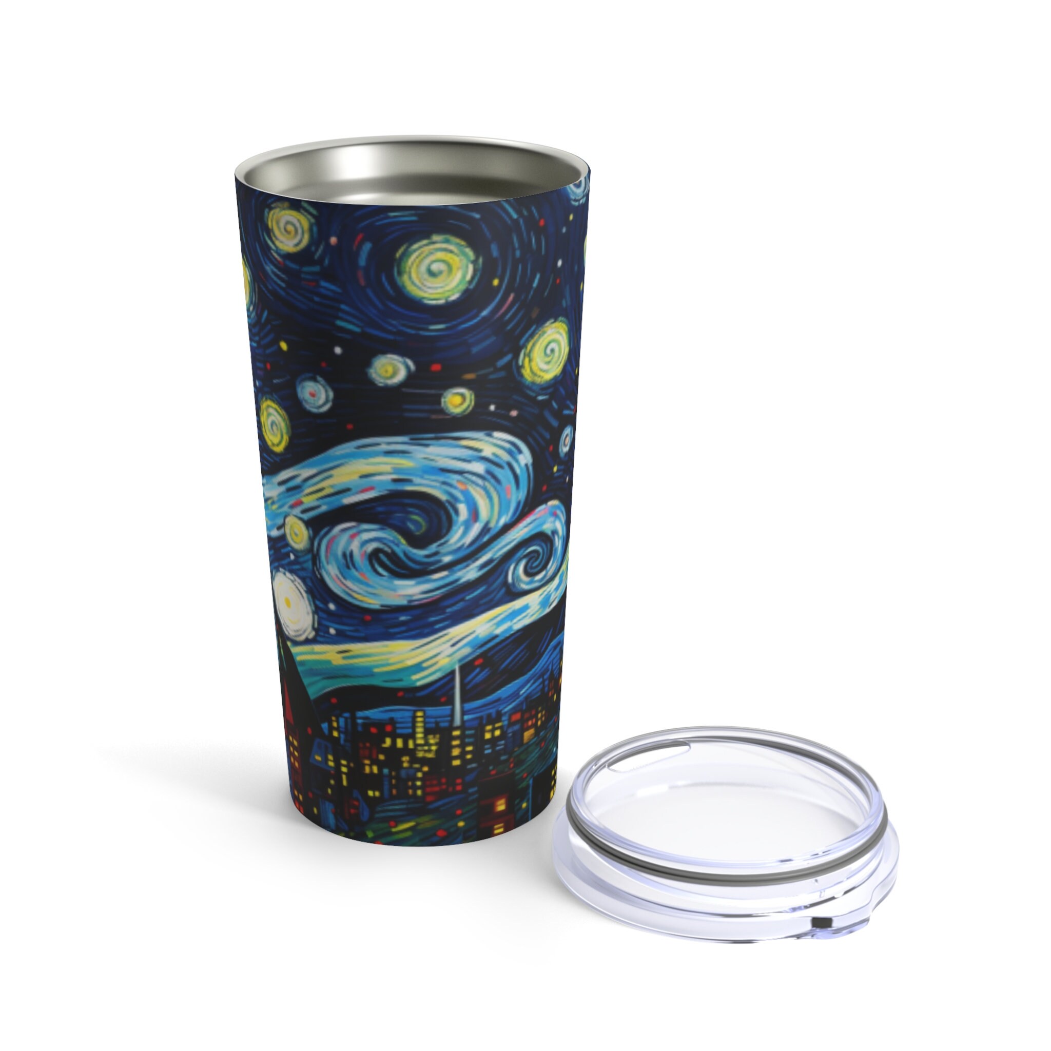 Starry Starry Night City Tumbler, Van Gogh Coffee Cup, Colorful, Travel ...
