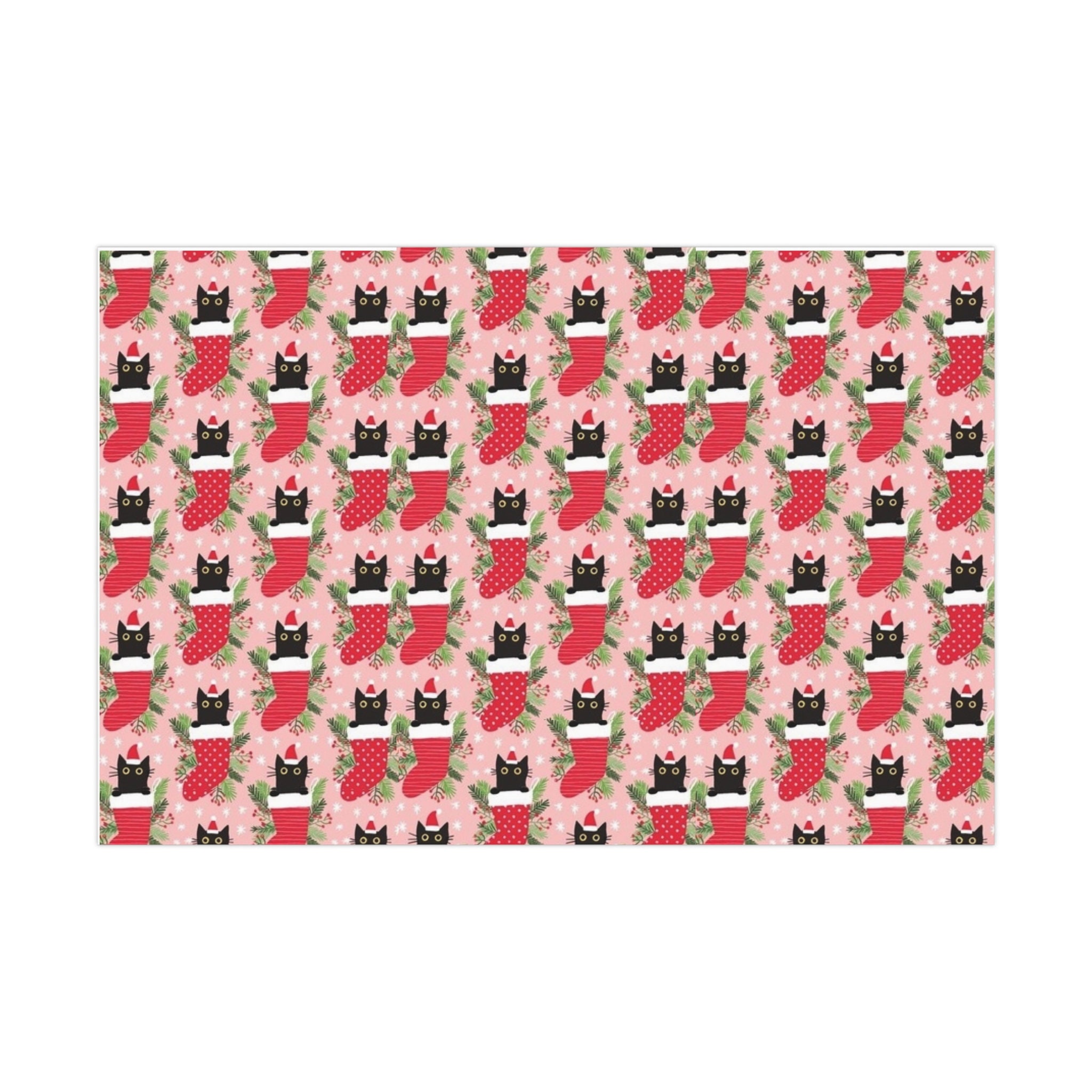Christmas Cats Wrapping Paper, XMAS Gift Wrap Paper, Cat Lover ...