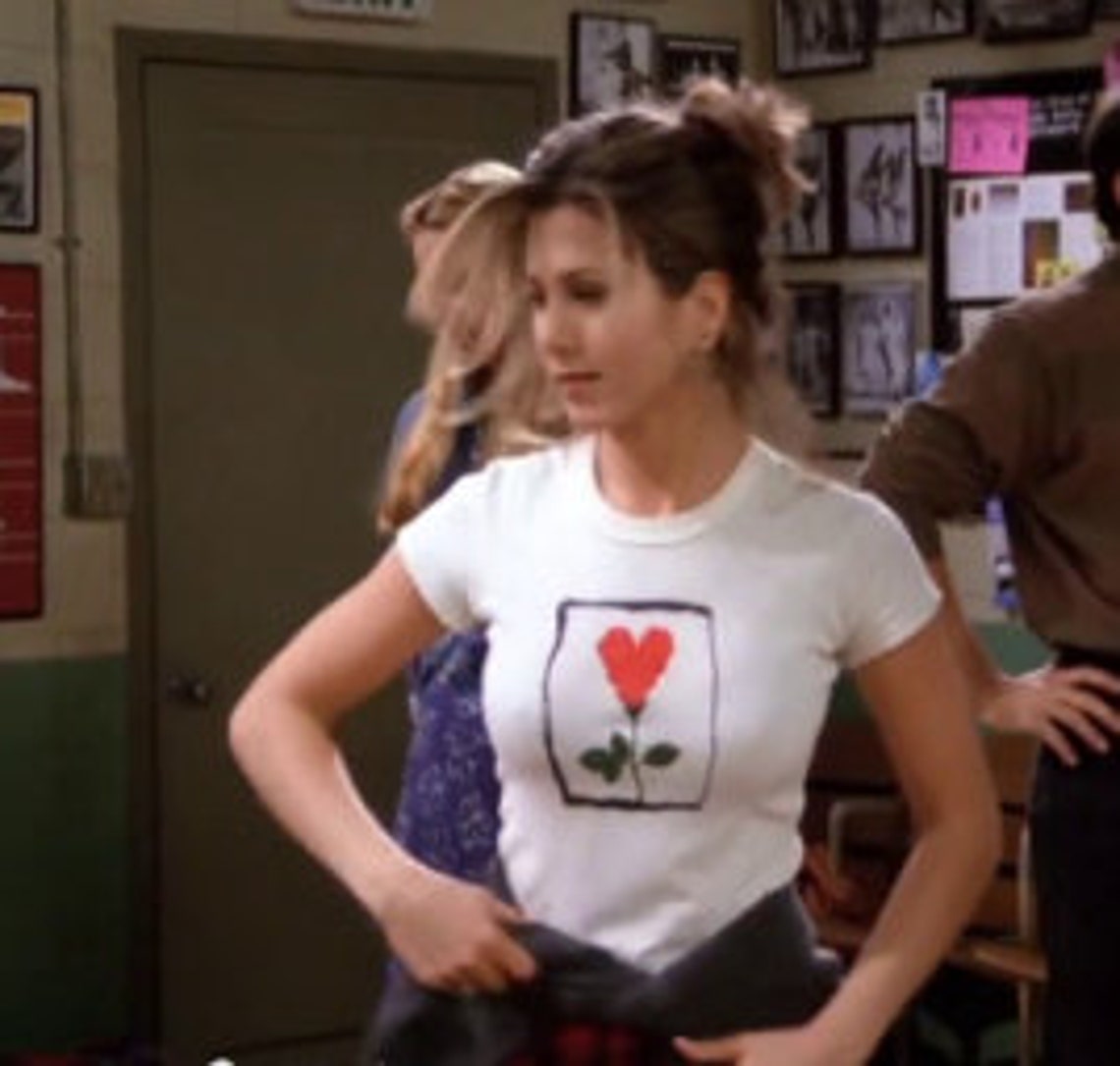 Rachel Green Heart Rose Midweight Cotton Tee Friends T Shirt Rachel ...