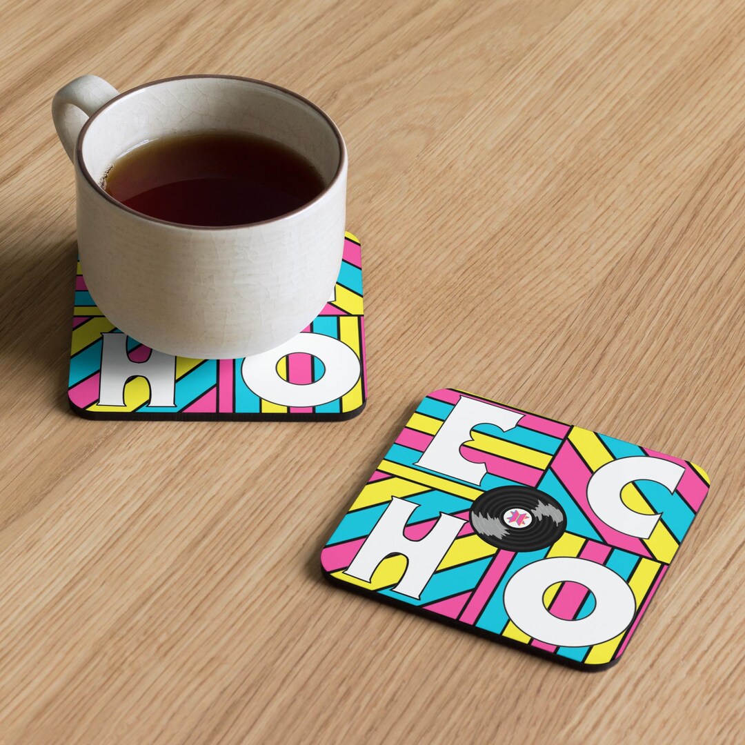 K-pop Echo Record With Vibrant Grid of Stripes in Pink, Teal and Yellow ...