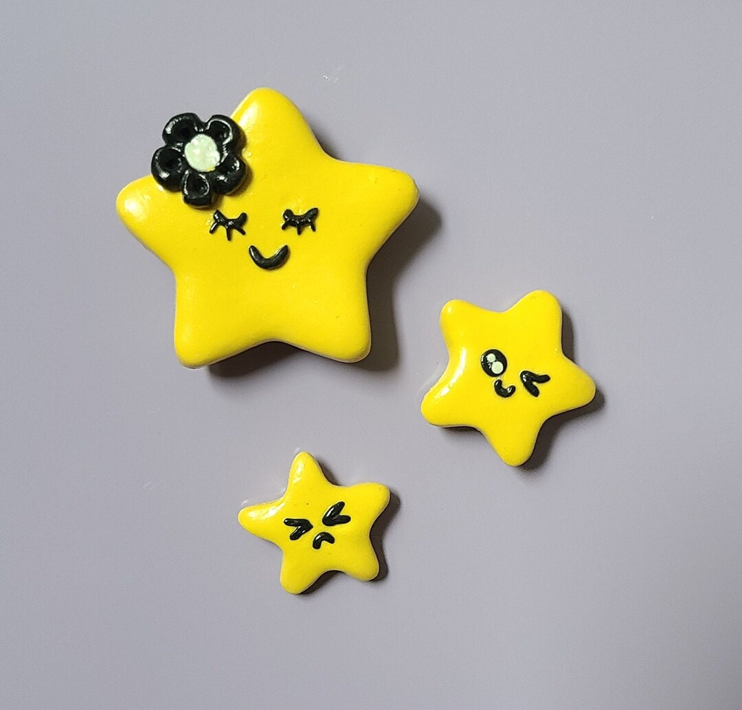 Set of 3 Star Magnets - Handmade, Polymer Clay - Kawaii, Stocking ...