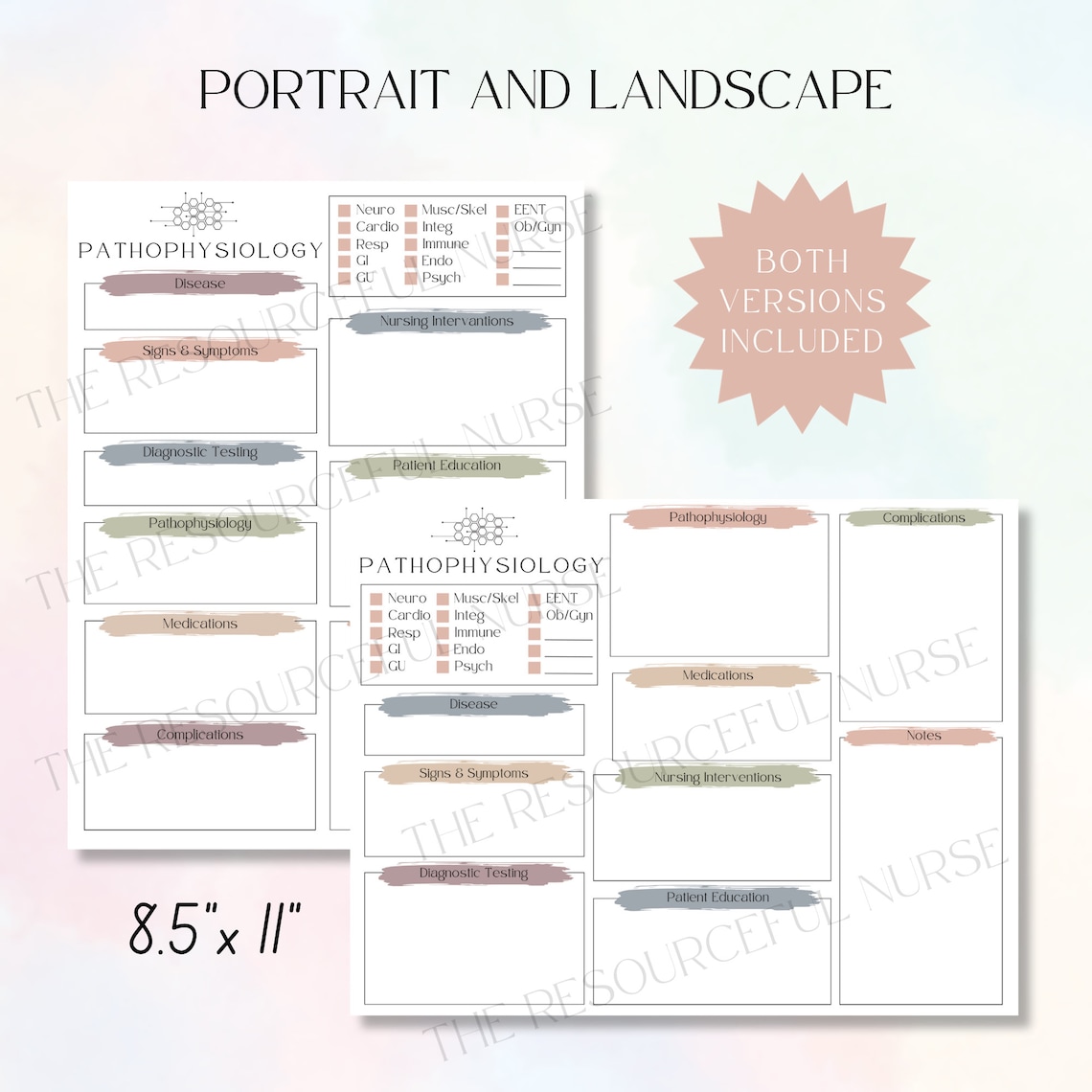 Pathophysiology Template, Nursing School Printable, Fillable, NCLEX ...