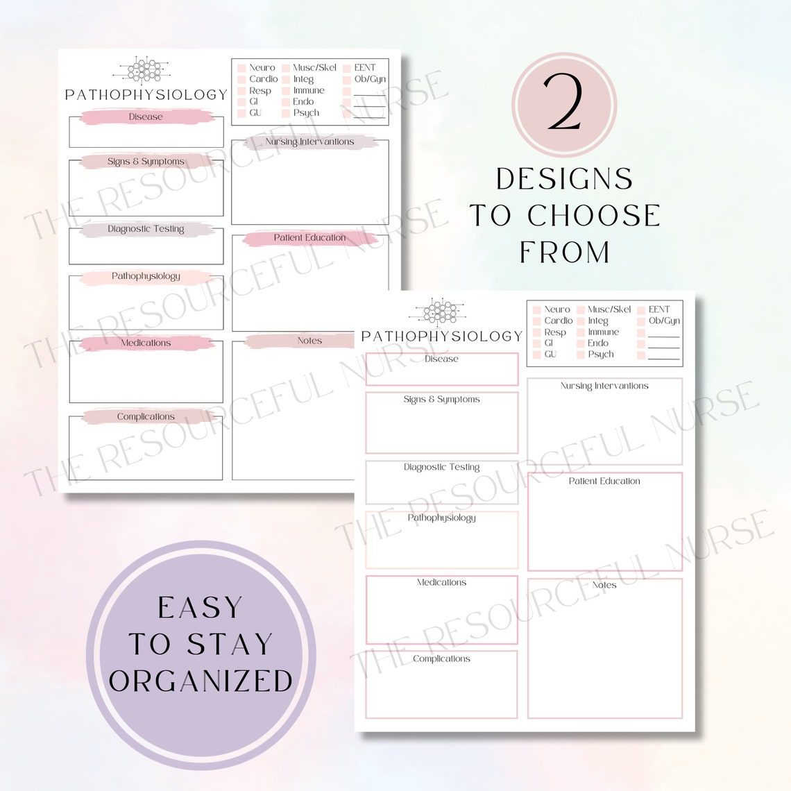 Pathophysiology Template, Nursing School Printable, Fillable, NCLEX ...