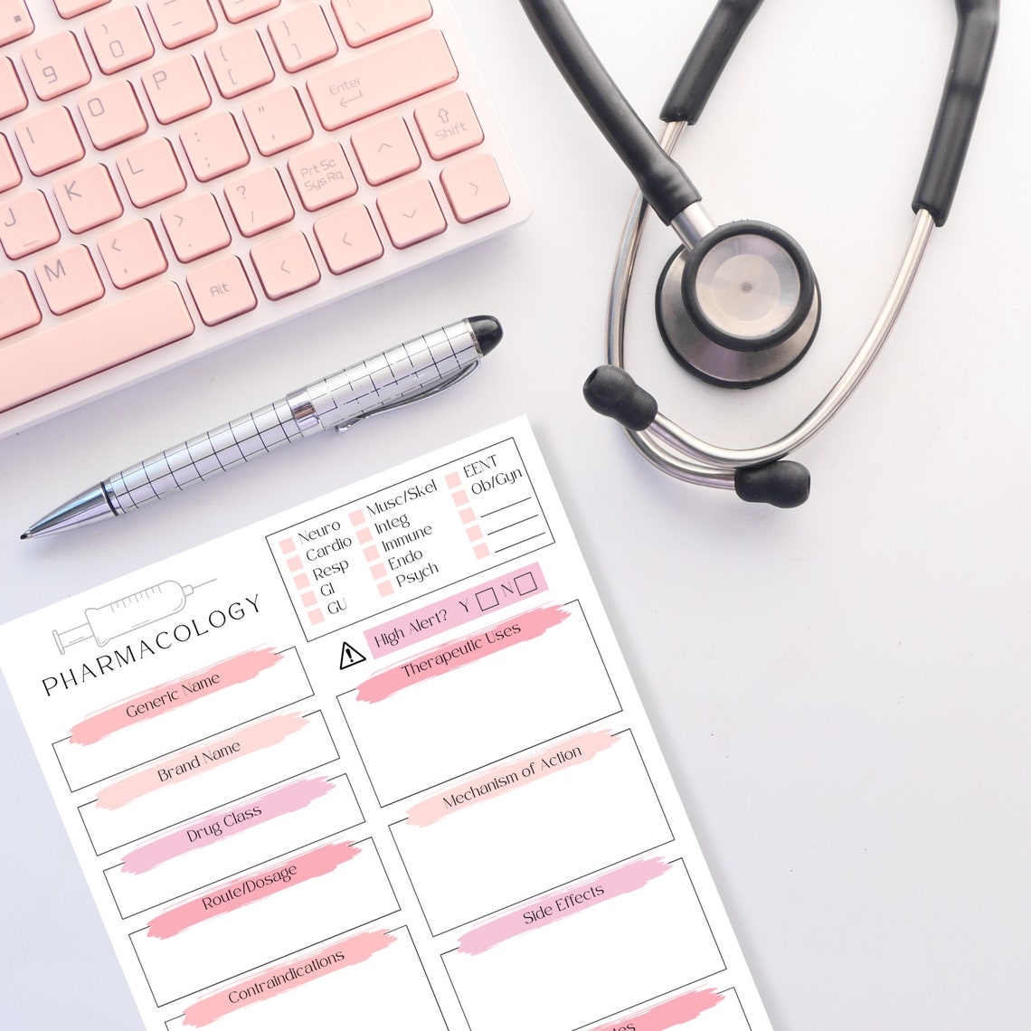 Pharmacology Template Nursing School Printable Fillable - Etsy