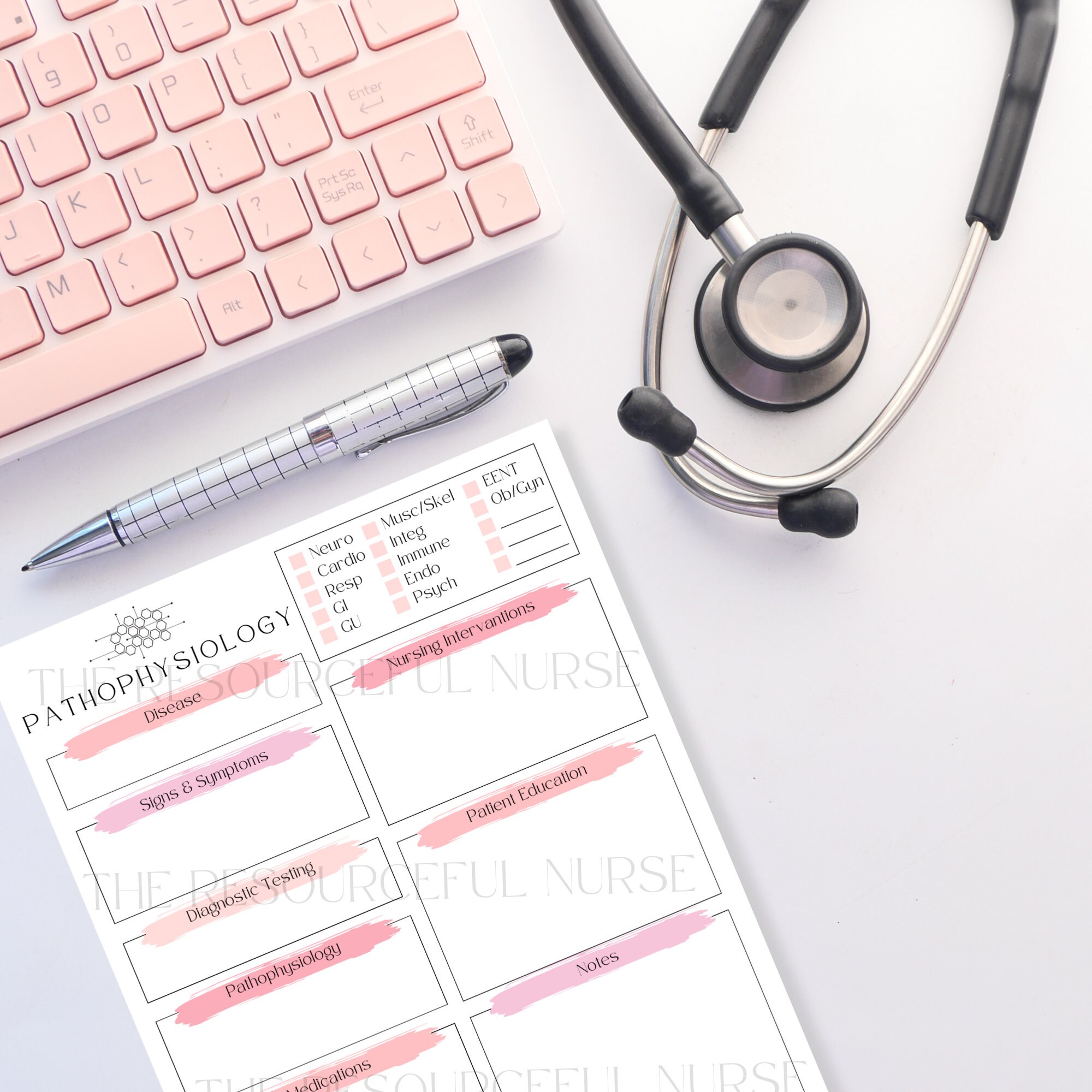 Pathophysiology Template, Nursing School Printable, Fillable, NCLEX ...