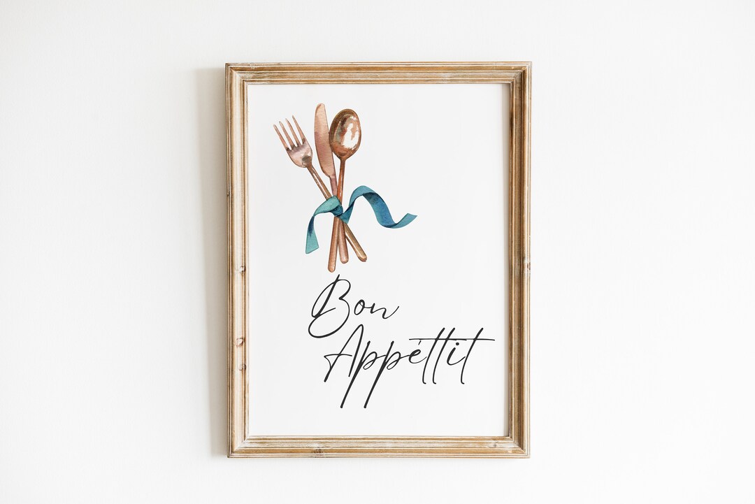 Bon Appetit Wall Art, Stylish French Quote Decor, Printable Trendy ...