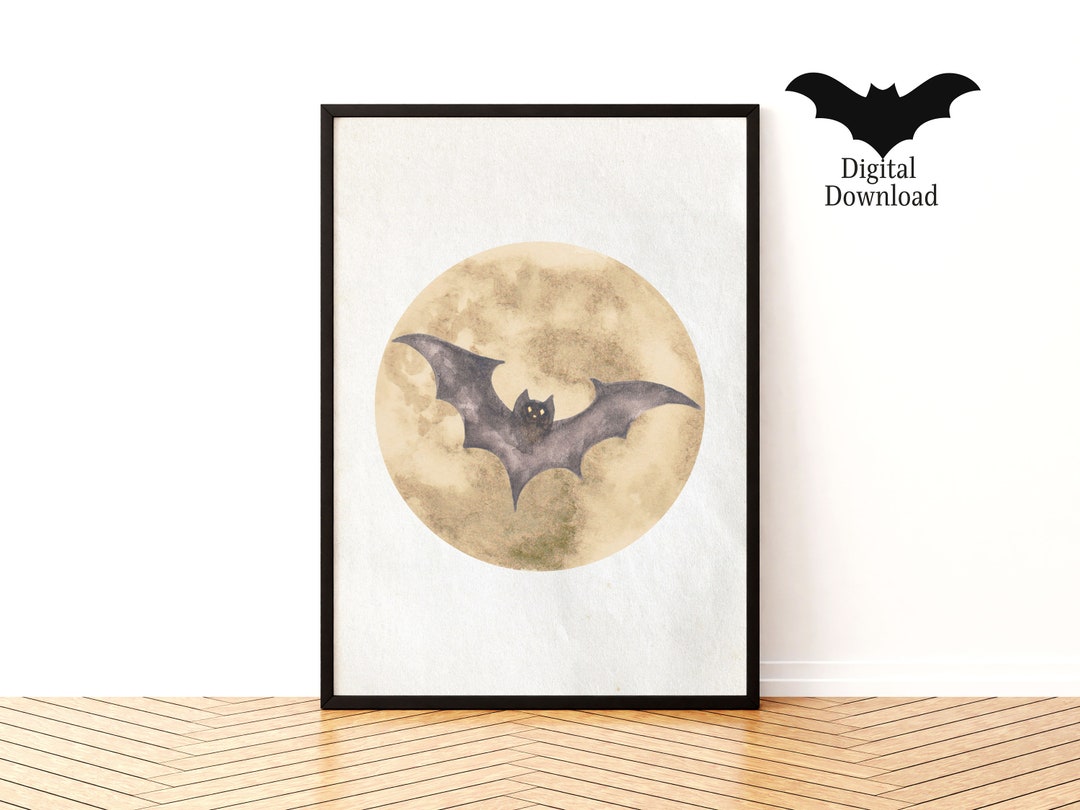 Halloween Bat Print Printable Halloween Wall Decor Spooky - Etsy