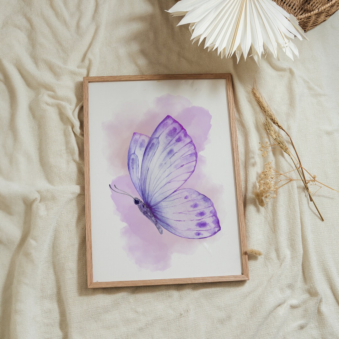 Purple Butterfly Wall Art, Pastel Digital Nursery Print, Adorable Girls ...