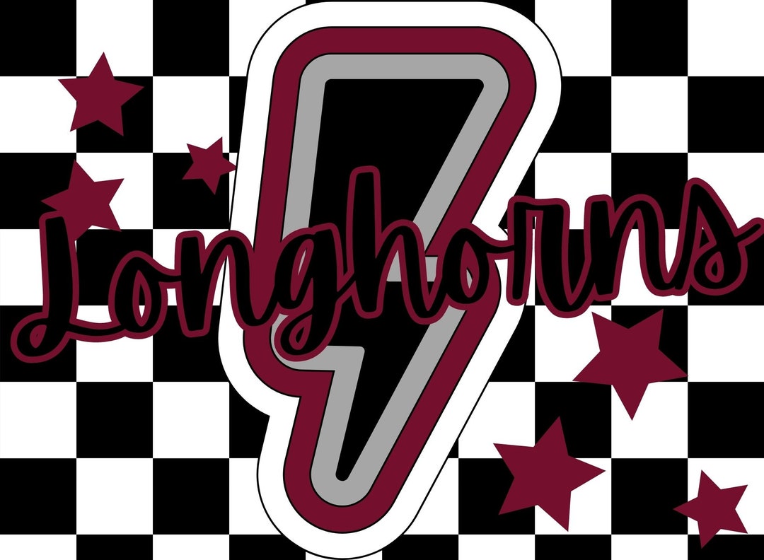 Maroon Longhorns Checkerboard Lighting Bolt PNG - Etsy