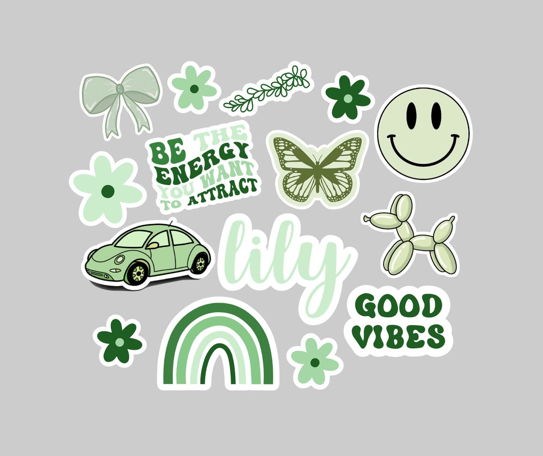 GREEN Aesthetic Sticker Bundle - Etsy