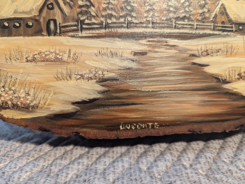 Painted Winter Scene on Pine Slab-set of 2 - Etsy