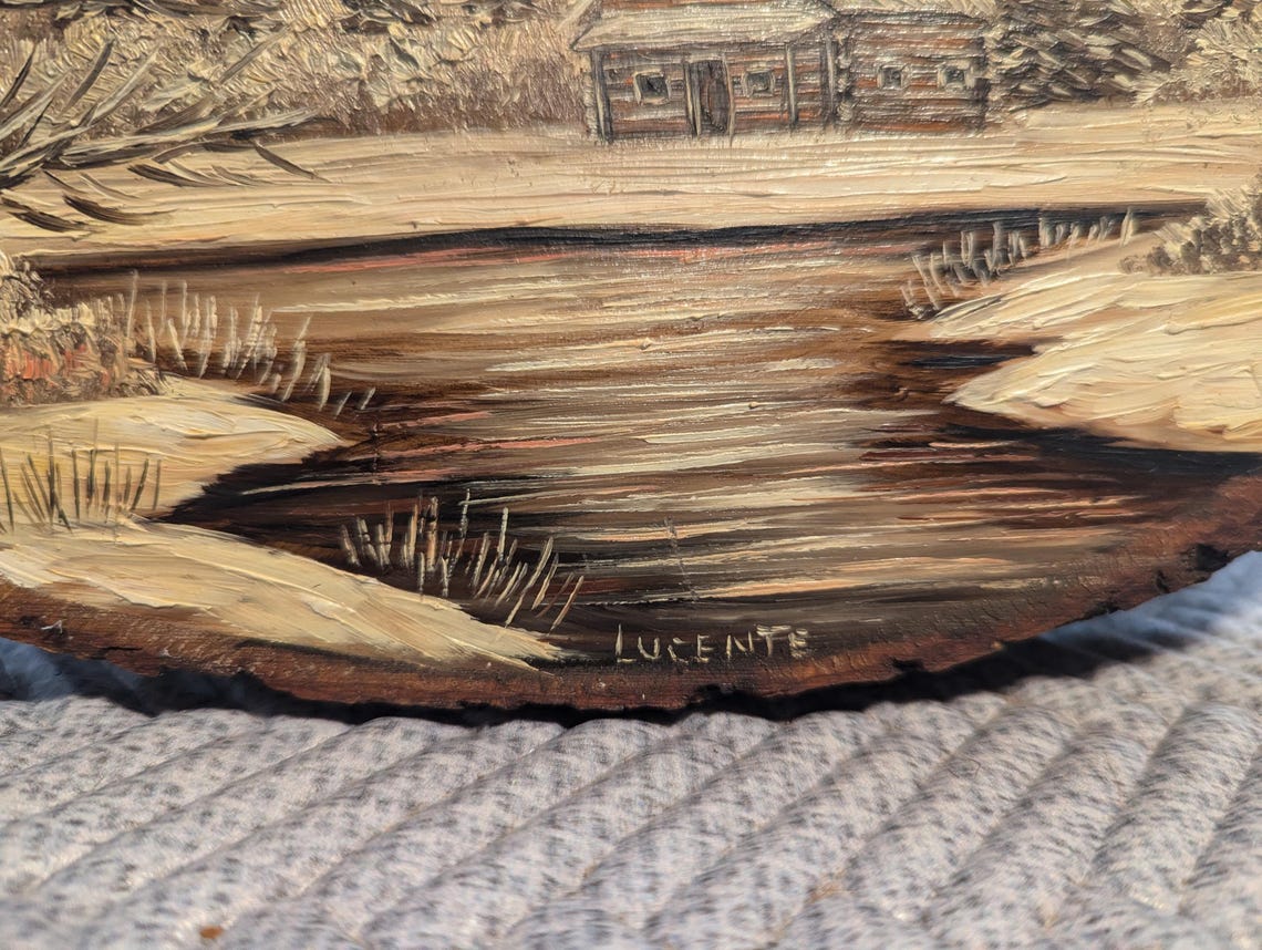 Painted Winter Scene on Pine Slab-set of 2 - Etsy