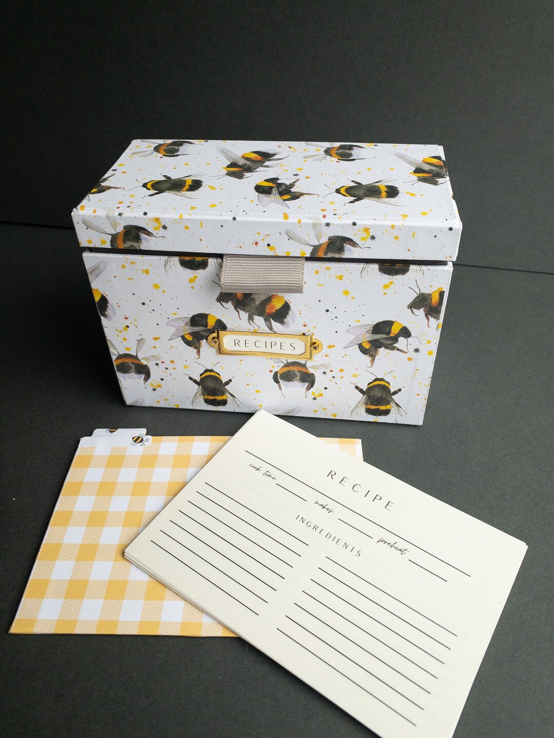 Bee Recipe Box Set With Recipe Cards Handmade - Etsy