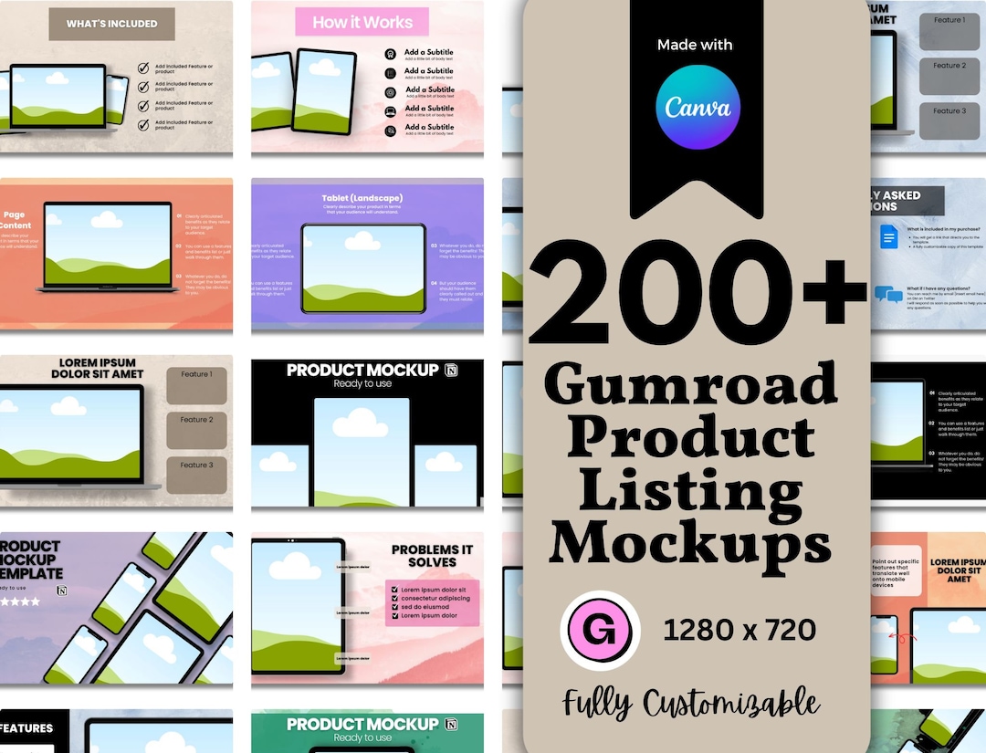 Digital Product Mockup Templates | Canva Template | Digital Download ...
