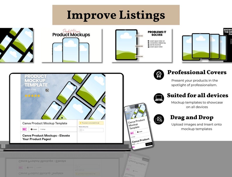 Digital Product Mockup Templates | Canva Template | Digital Download ...