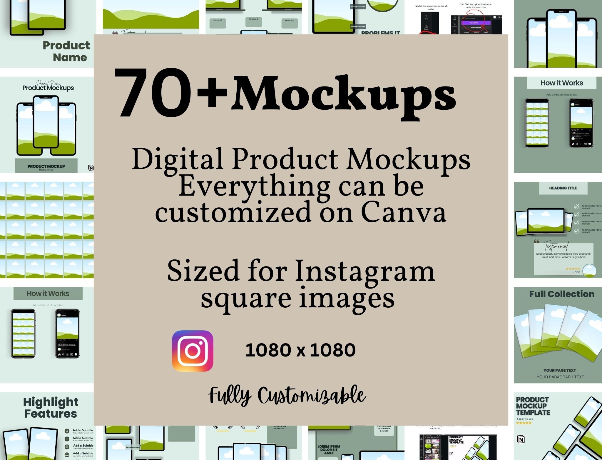 Instagram Square Mockup Template | Canva Design | Digital Products ...