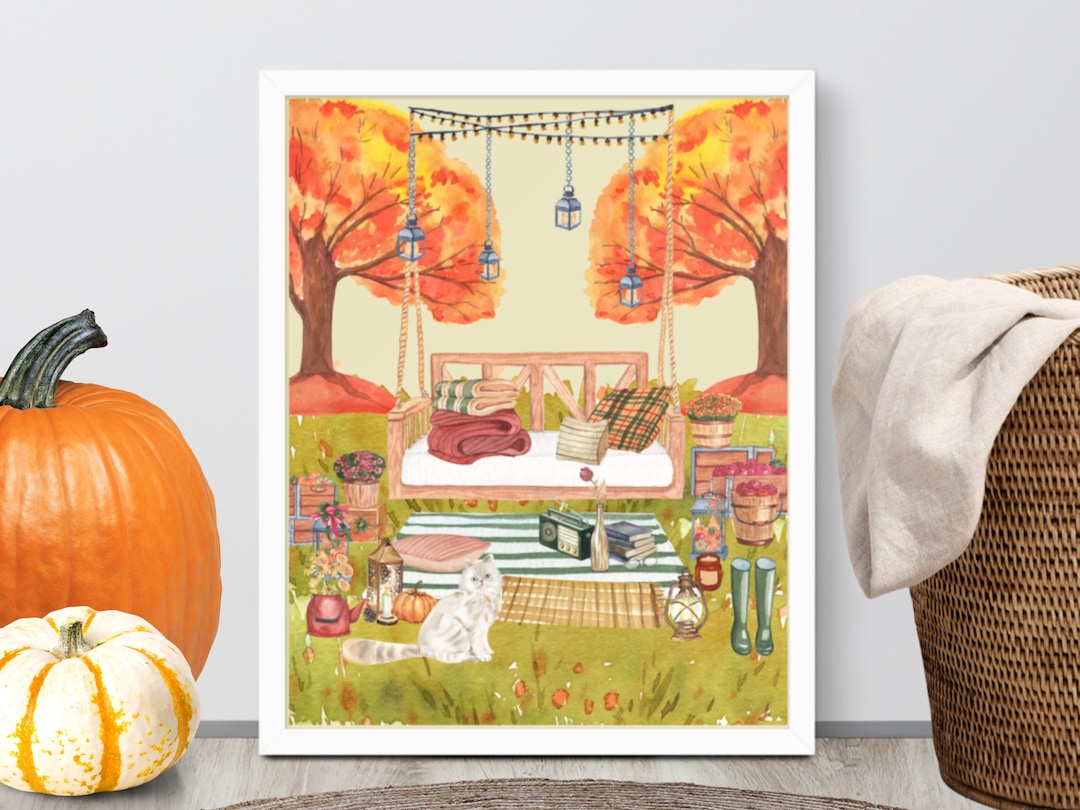 Cozy Autumn Swing, Fall Wall Art, Digital Print, Digital Download - Etsy