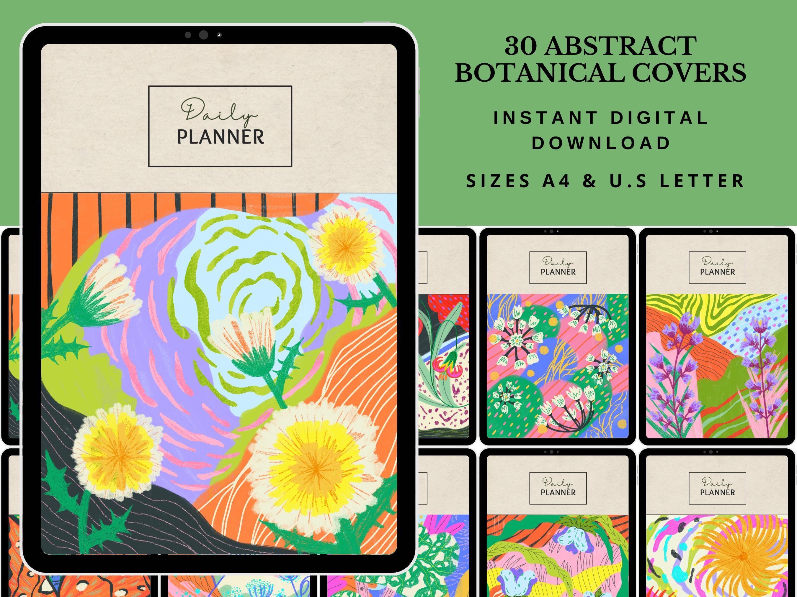 Abstract Botanical Planner Covers, Goodnotes Cover, Digital Download - Etsy